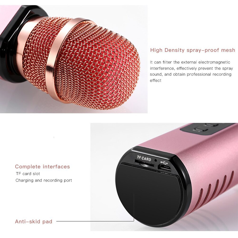 Wireless Microphone Dual Speaker Karaoke Mic With Mikrofon Menyanyi ...