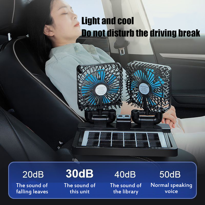 [Malaysia Delivery] Solar Fan Car Strong Wind Dual Fan Foldable Fan 3 ...