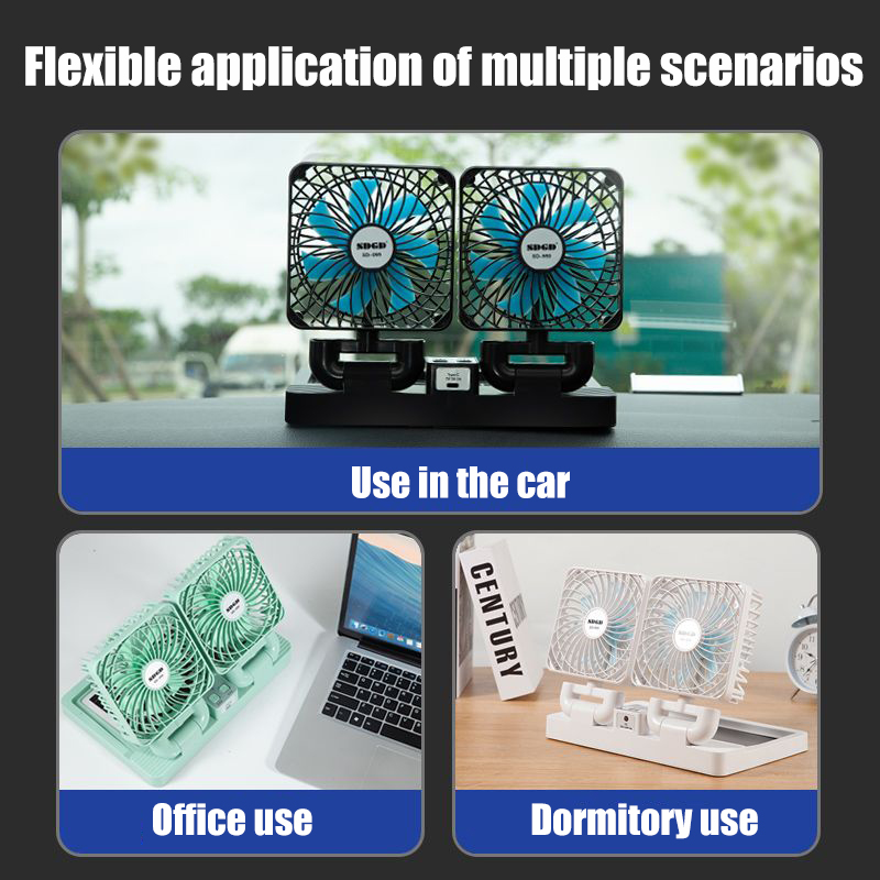 [Malaysia Delivery] Solar Fan Car Strong Wind Dual Fan Foldable Fan 3 ...