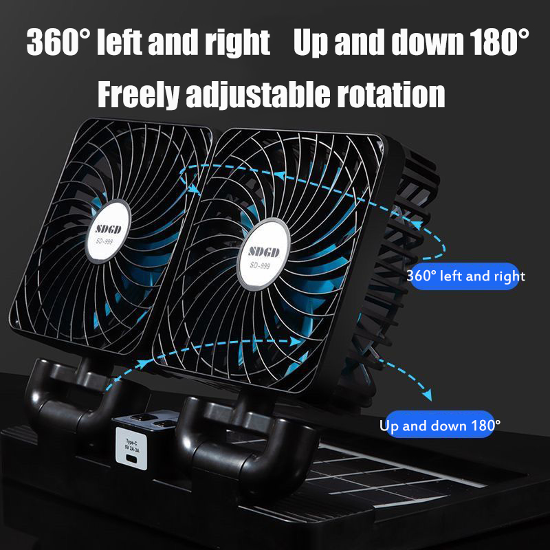 [Malaysia Delivery] Solar Fan Car Strong Wind Dual Fan Foldable Fan 3 ...