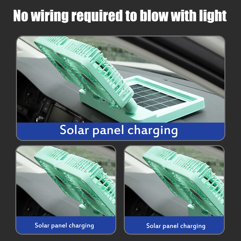 [Malaysia Delivery] Solar Fan Car Strong Wind Dual Fan Foldable Fan 3 ...