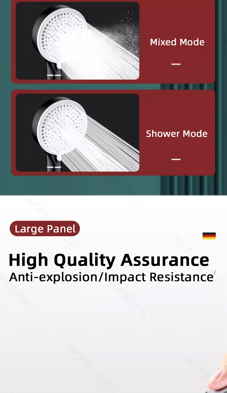 One Click Stop Water Multifunctional High Pressure Shower Head with 5 ...