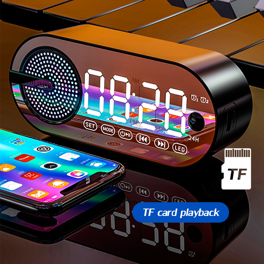 Bluetooth Alarm Clock FM Radio Speaker LED Display Wireless Music ...