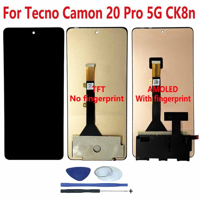 Original AMOLED Display For Tecno Camon 20 / Camon 20 Pro / Camon 20 Pro 5G LCD Display Touch ...