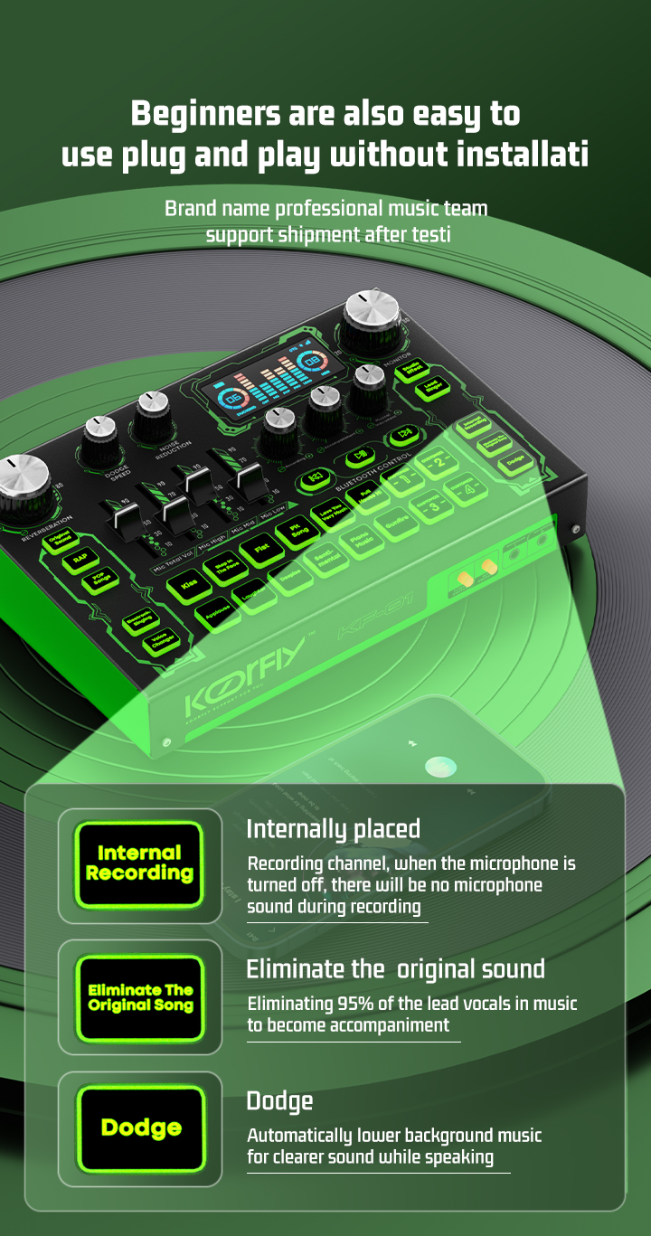 [Penjual Tempatan] KoorFly Live Sound Card KF01 48V Mikser Penghapusan ...