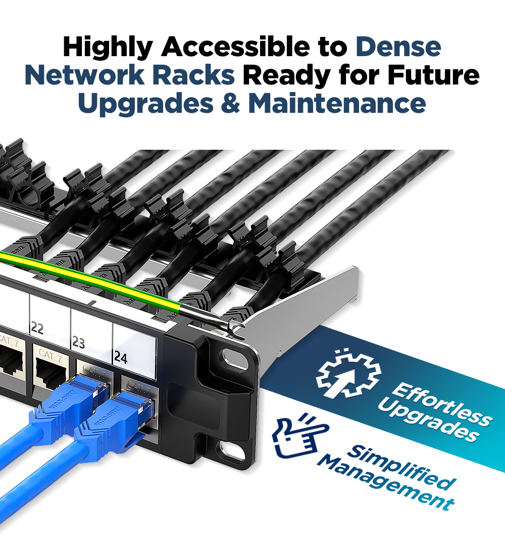 AMPCOM 24 Port Blank Keystone Patch 1U STP/UTP Rack Wall Mount with ...