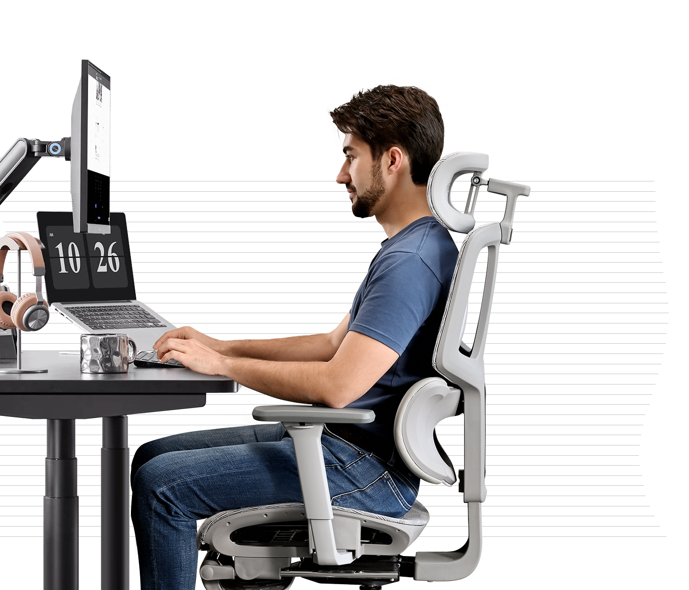 MUSSO H80 CLASS Ergonomic Chair 3D Armrest and Adjustable Headrest Game ...