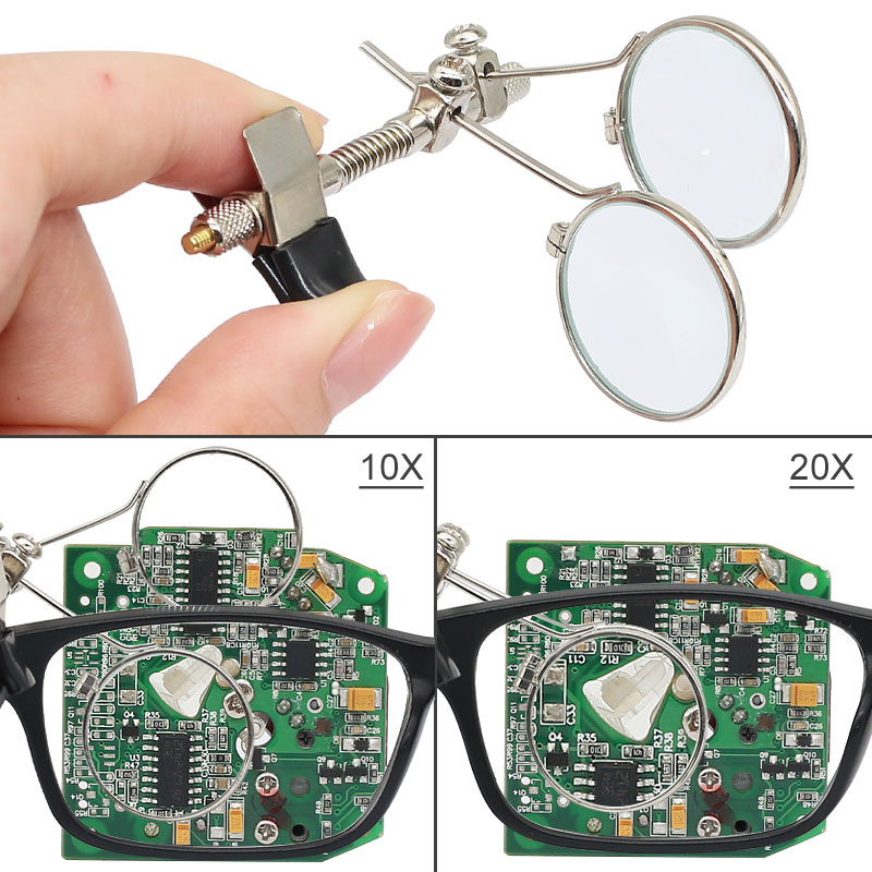 10X Double Lenses Magnifying Glass Stainless Steel Clip Magnifier ...