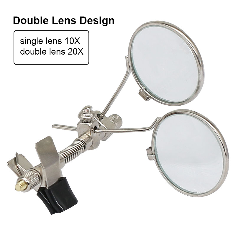 10X Double Lenses Magnifying Glass Stainless Steel Clip Magnifier ...