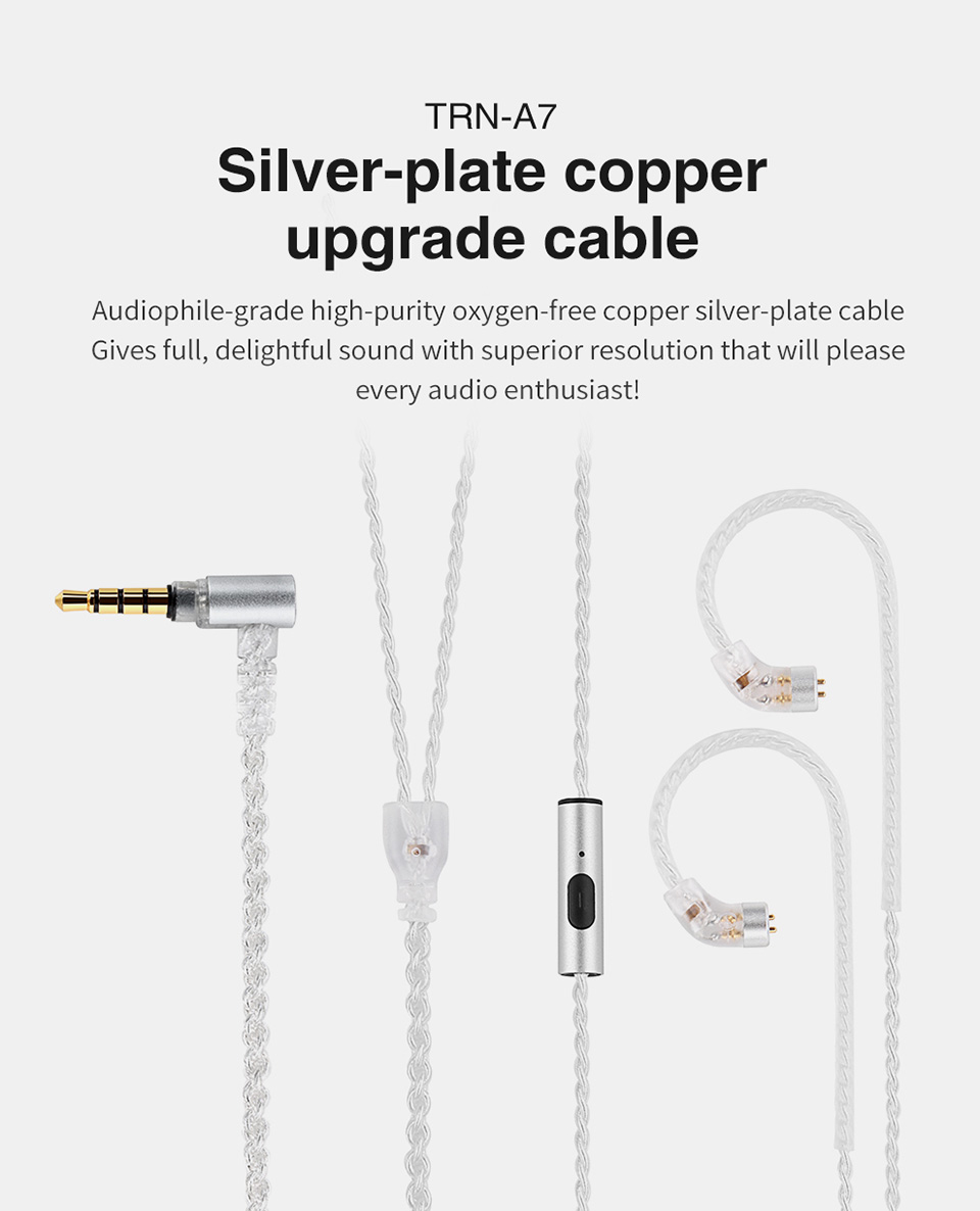 TRN A7 Original Upgraded Earphone Cable HIFI 2Pin Use For TRN MT1 KZ ...