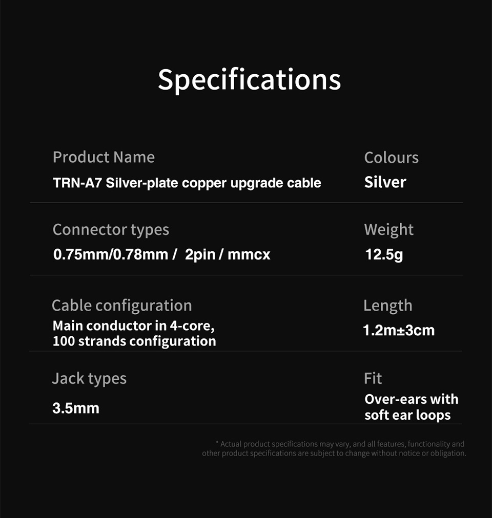 TRN A7 Original Upgraded Earphone Cable HIFI 2Pin Use For TRN MT1 KZ ...