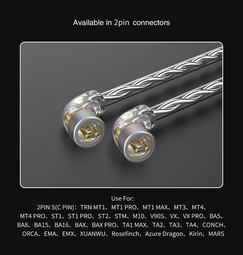 TRN A7 Original Upgraded Earphone Cable HIFI 2Pin Use For TRN MT1 KZ ...