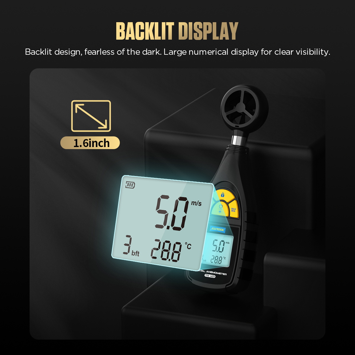 【Local Stock】AUTOOL TR401 Digital Anemometer Handheld Air Flow Meter ...