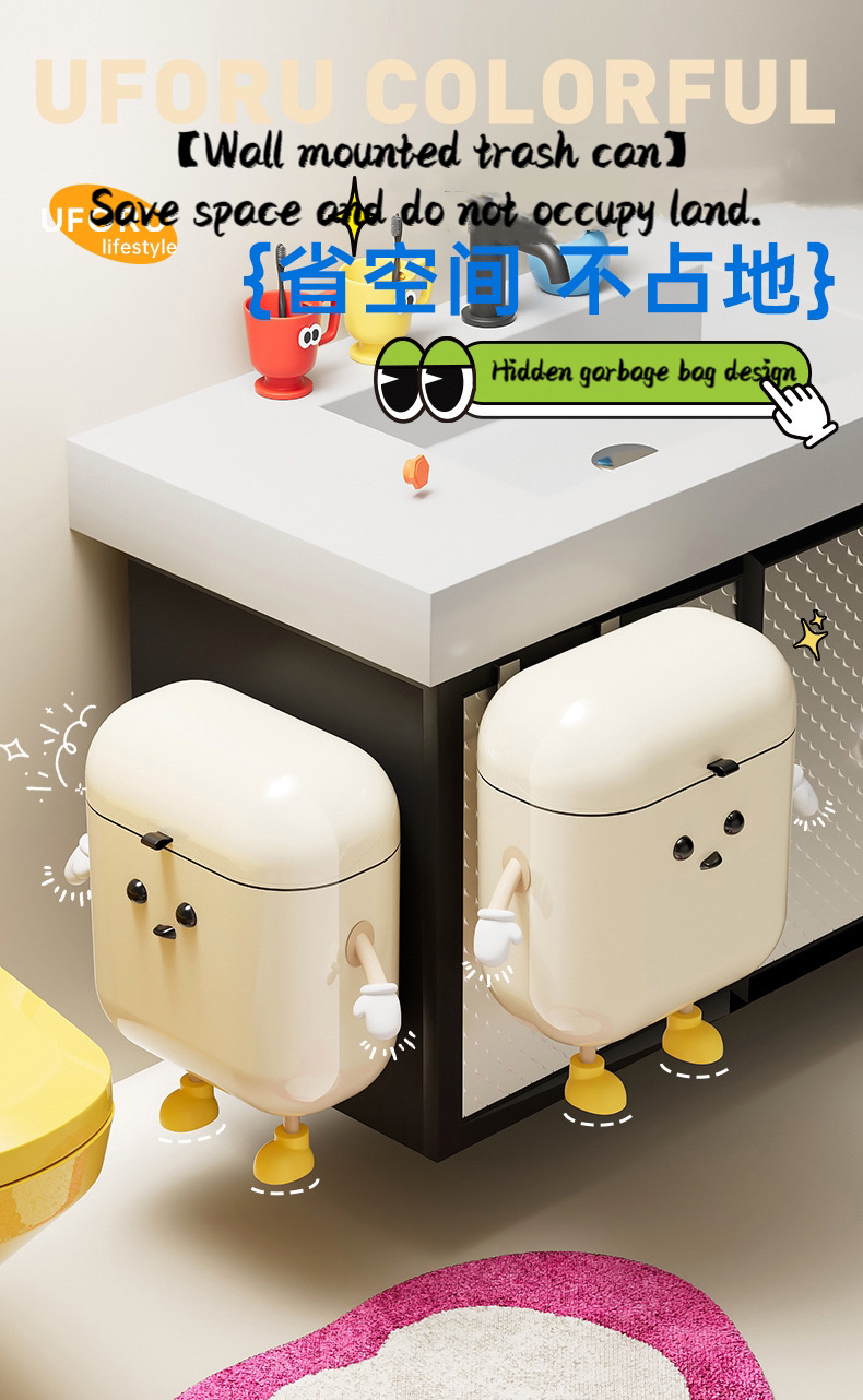 9L/12L Kitchen Dustbin for Home Restaurant Hanging Rubbish Bin With Lid ...