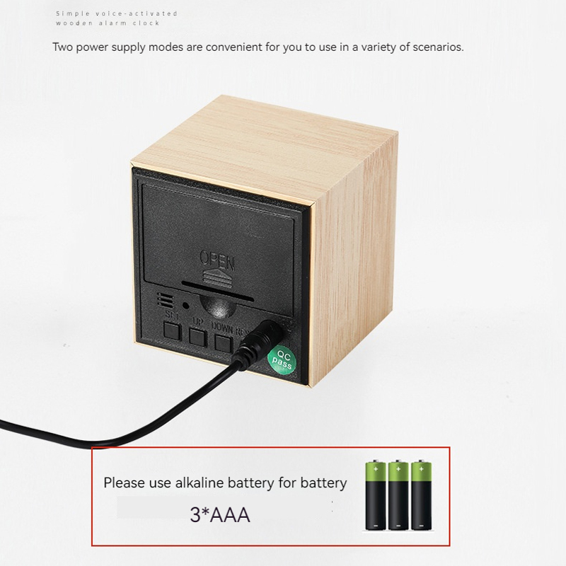 Wooden Digital Alarm Clock with Temperature Cube, Art Ornaments ...