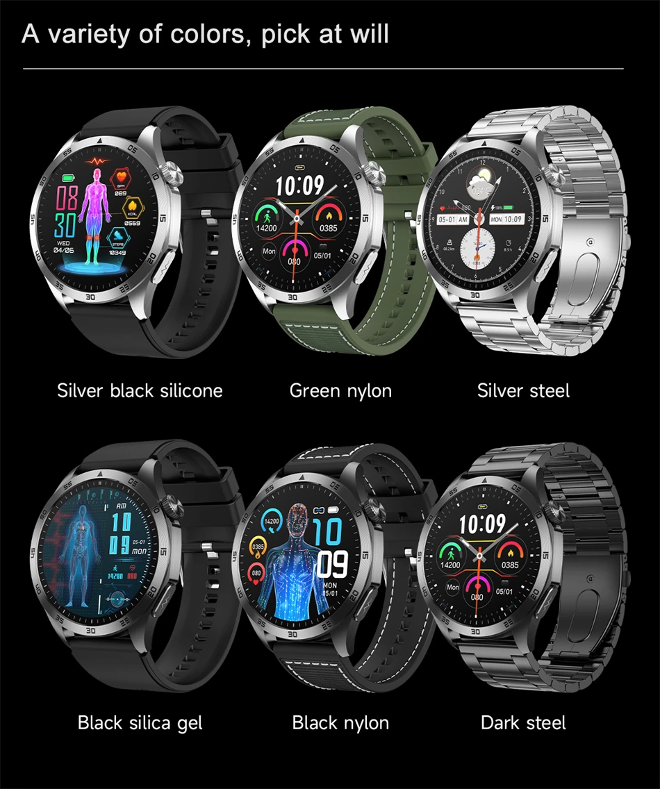 New Man Health Smart Watch Uric Acid Lipid BMI Heart Rate ECG+PPG+HRV ...