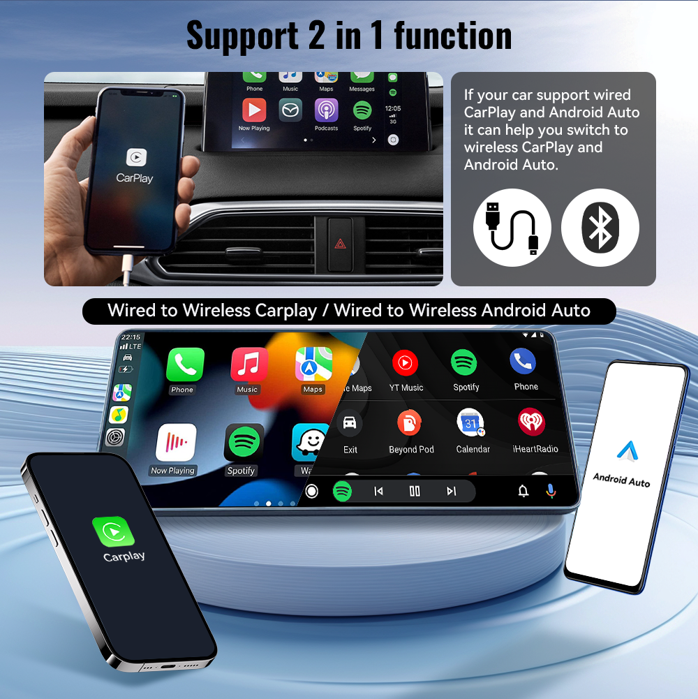 XUDA Mini Box 2in1 Wireless CarPlay Dongle Wireless Android Auto Box ...