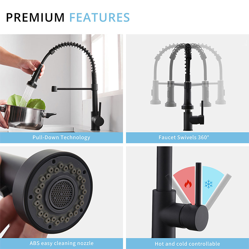 High quality kitchen faucet 304 Stainless steel Spring pull type ...