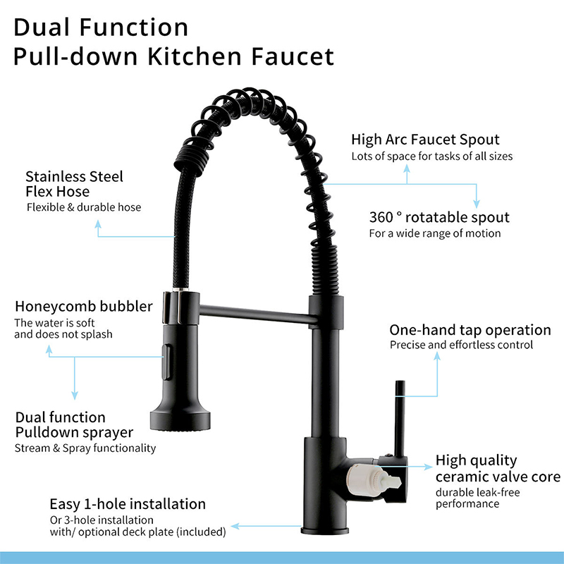 High quality kitchen faucet 304 Stainless steel Spring pull type ...