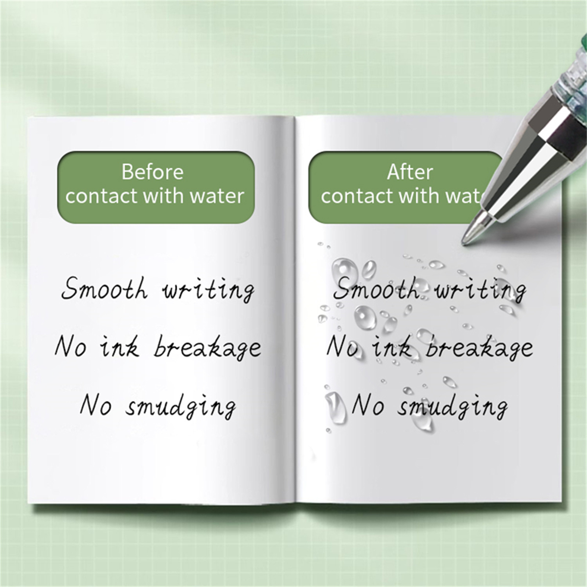 Green neutral pen, classic ballpoint pen, smooth and slippery writing ...