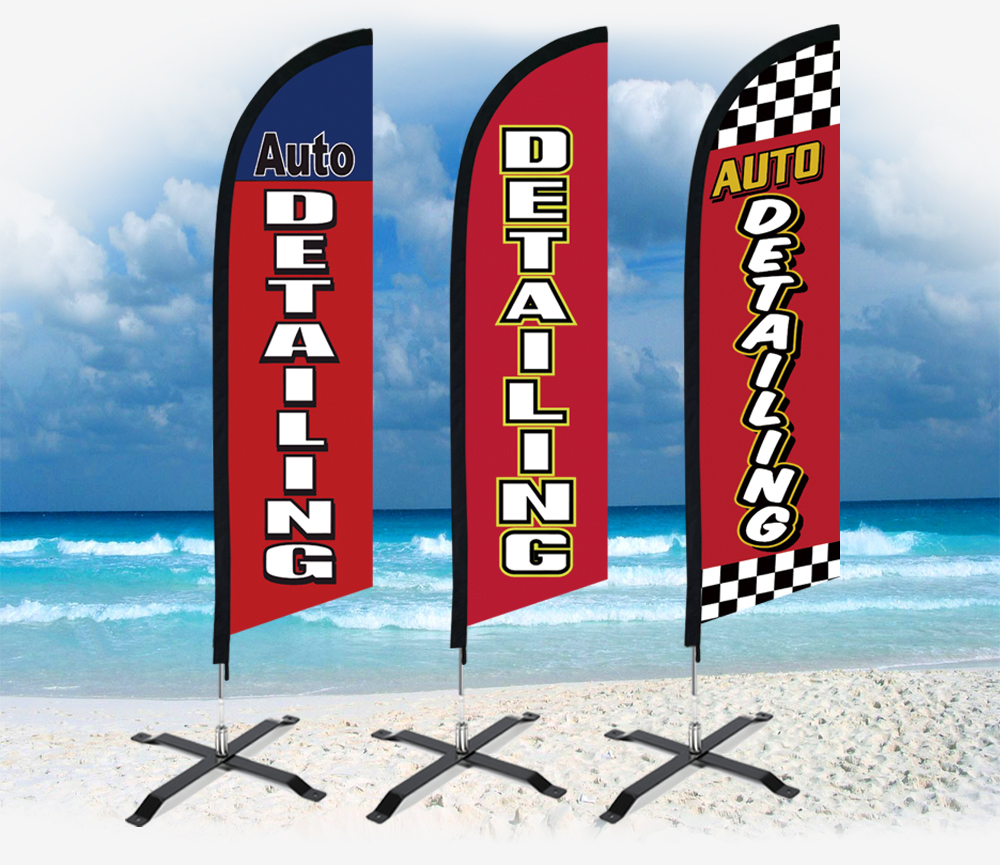 Auto Detailing Feather Flag Only Swooper Without Pole Beach Flag Custom ...