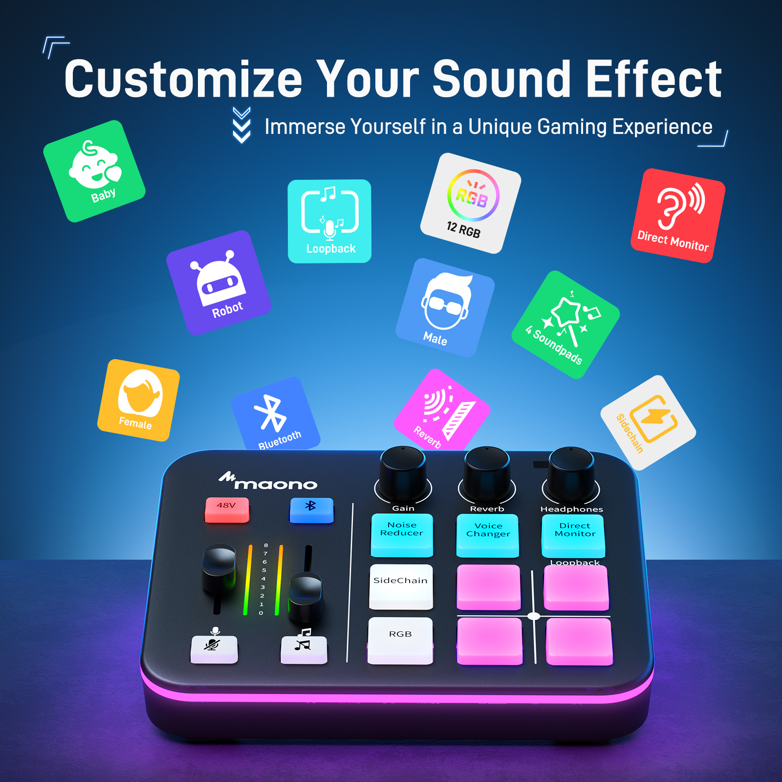 Maono G1 Neo Antaramuka Audio Profesional Kad Bunyi Permainan Menyokong ...