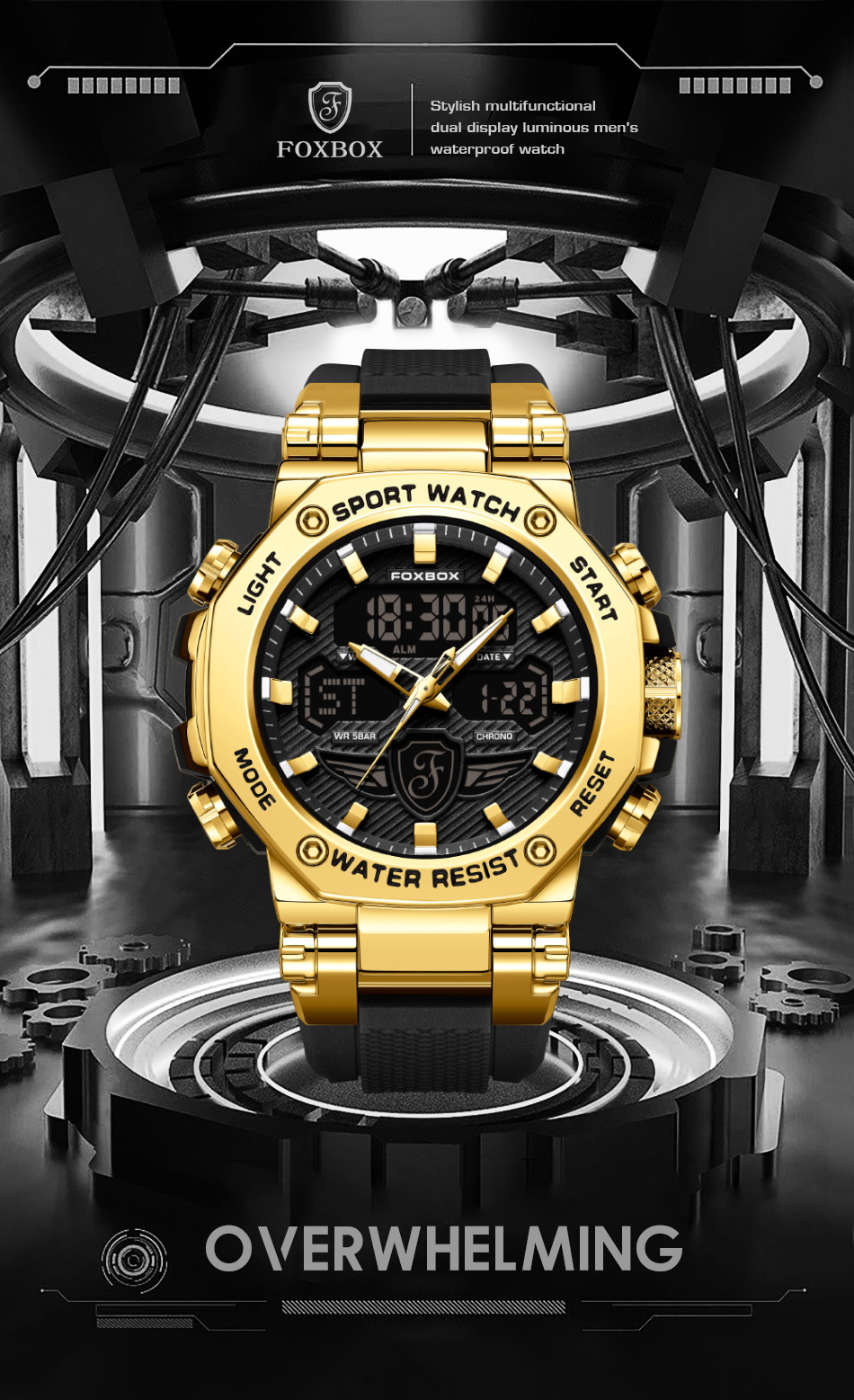 FOXBOX Jam Tangan Lelaki Original LIGE Men's Watch Dual Display ...