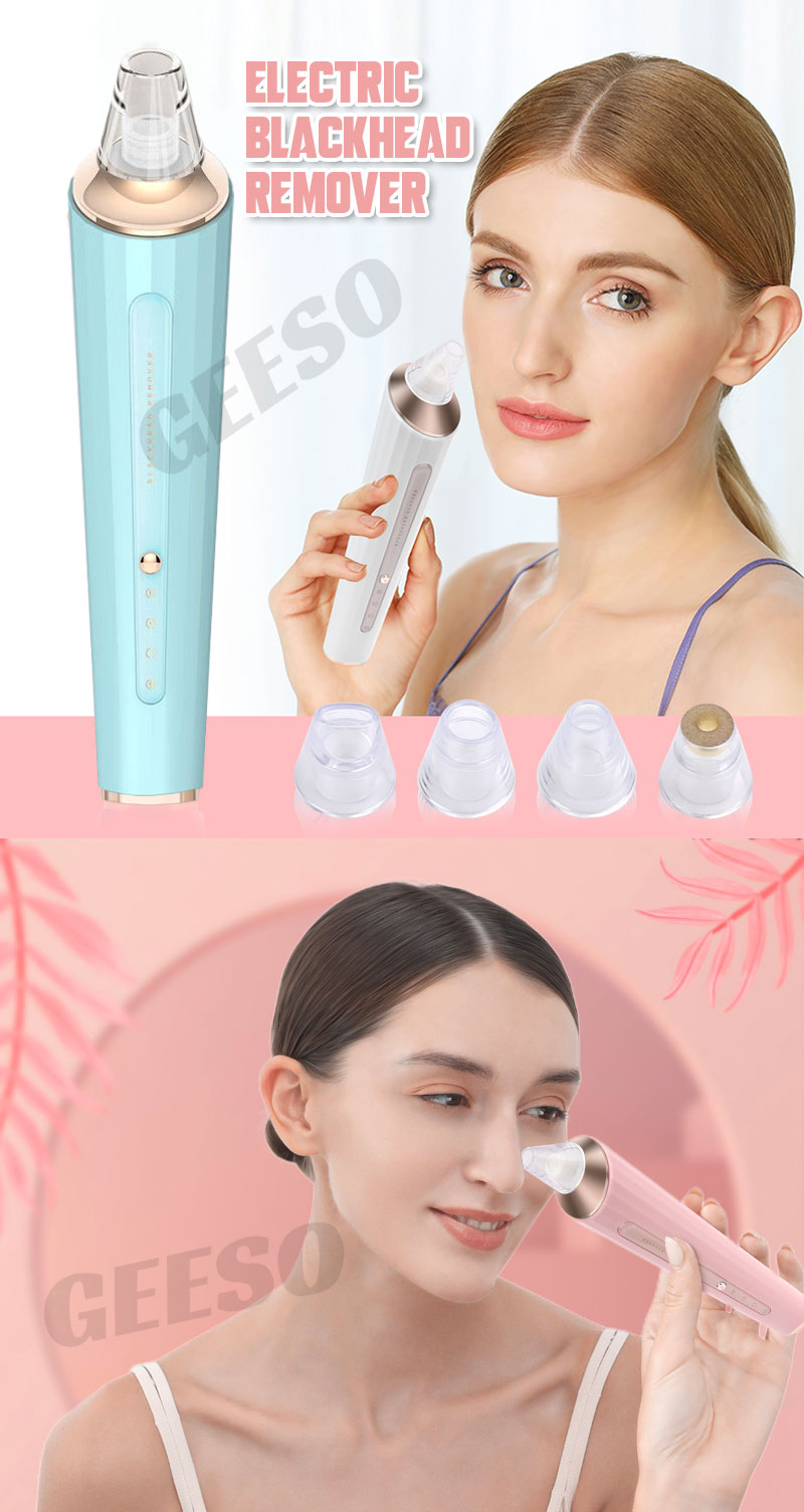 GEESO Electric Blackhead Removal With 3 Level Suction 4 Care Heads Pore ...