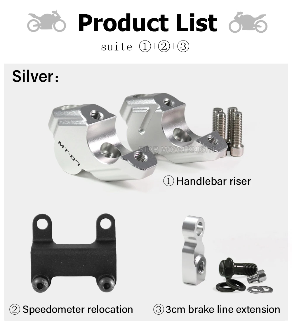 Handlebar Riser Clamp Kit For YAMAHA MT-07 MT07 MT 07 2021 2022 2023 ...
