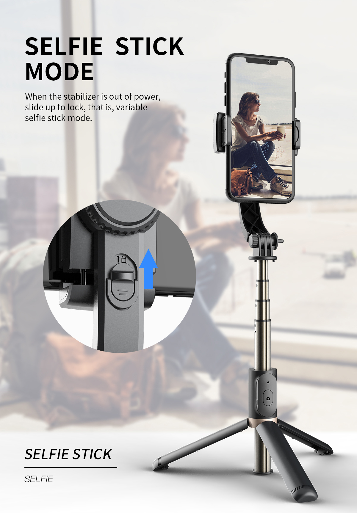 Handheld pan tilt stabilizer, anti shake face tracking selfie stick ...