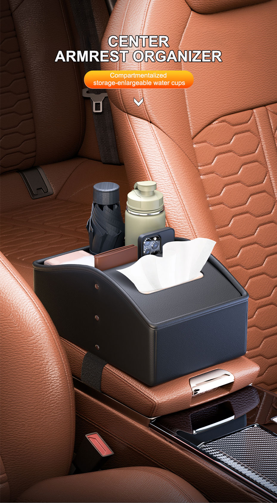 SEAMETAL Car Armrest Atorage Box Center Console Organizer Car Organizer ...