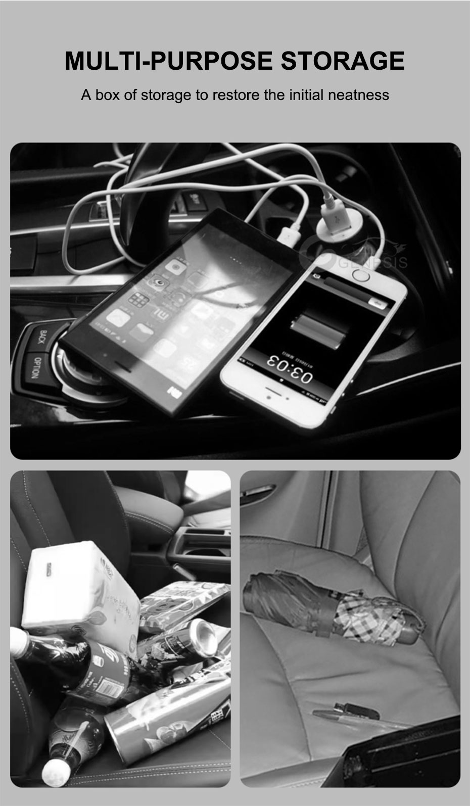 SEAMETAL Car Armrest Atorage Box Center Console Organizer Car Organizer ...