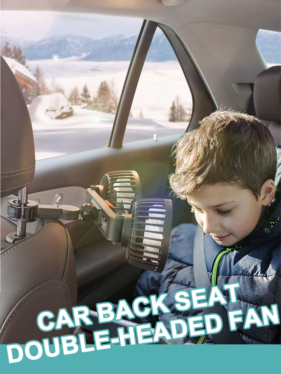 SEAMETAL Car USB Fan Double-headed 360 Degree Adjustable Fan 3 Speeds ...