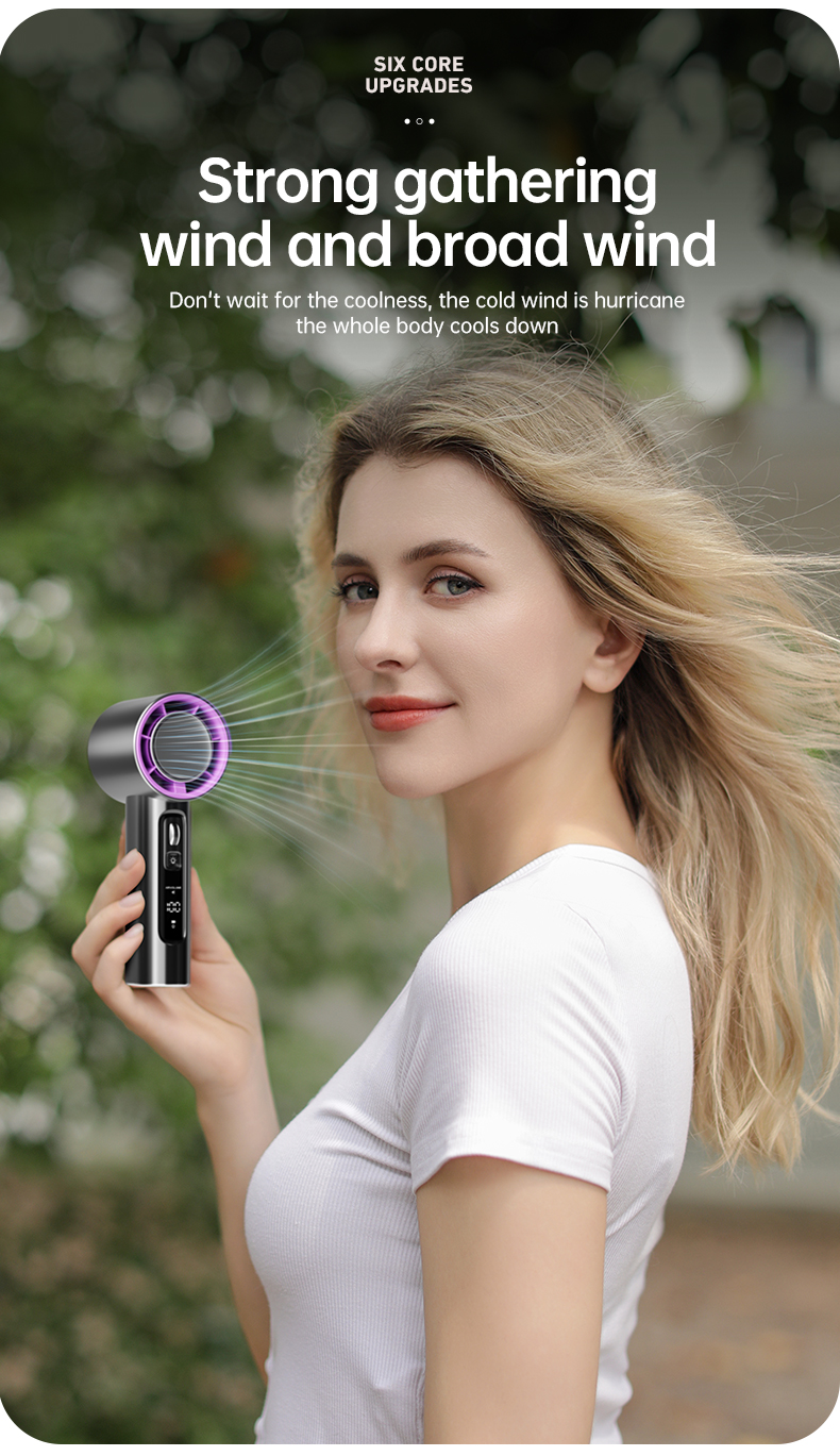 High Speed Mini Handheld Fan 100Gear wind speed display Battery ...