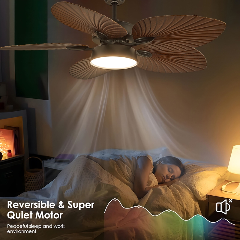 Nordic Ceiling Fan With Light DC motor 6 Speed Strong Wind 52 Inch Fan ...