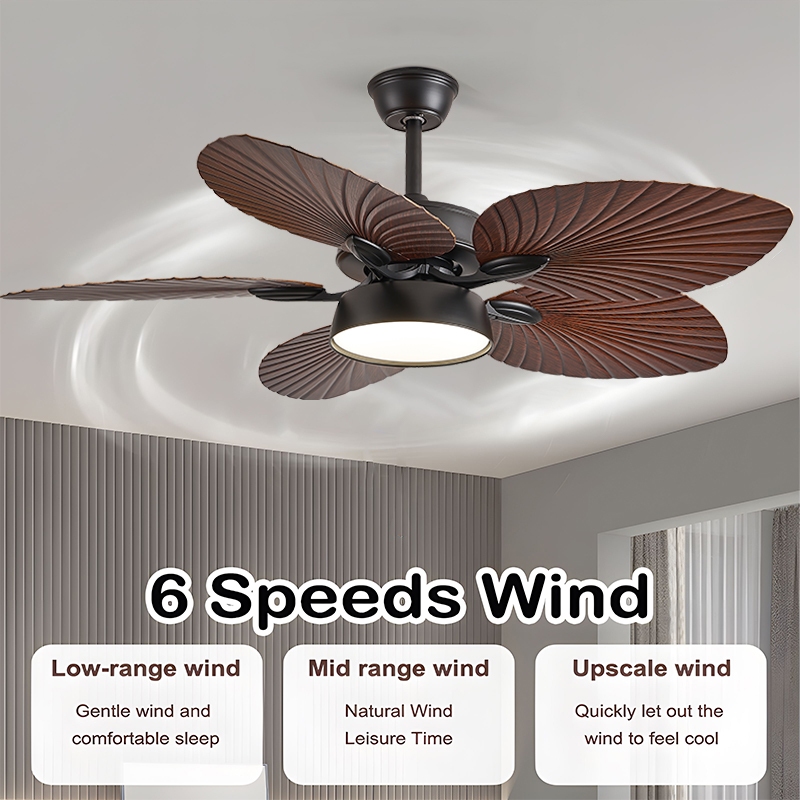 Nordic Ceiling Fan With Light DC motor 6 Speed Strong Wind 52 Inch Fan ...