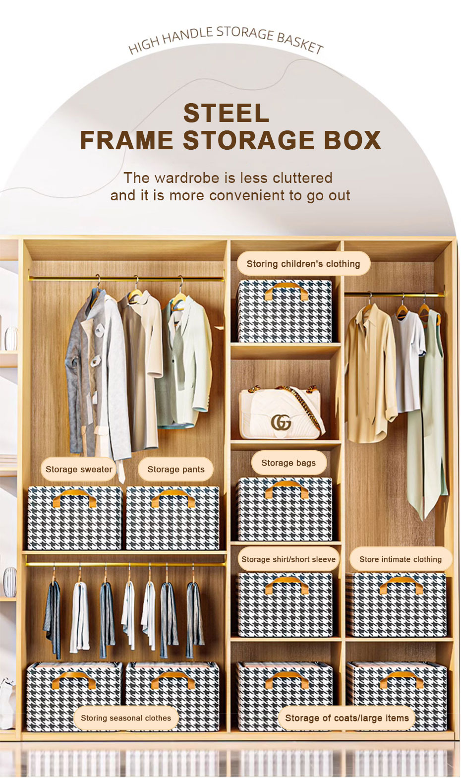 Foldable Clothes Organizer Steel Frame Storage Box Wardrobe Organizer ...