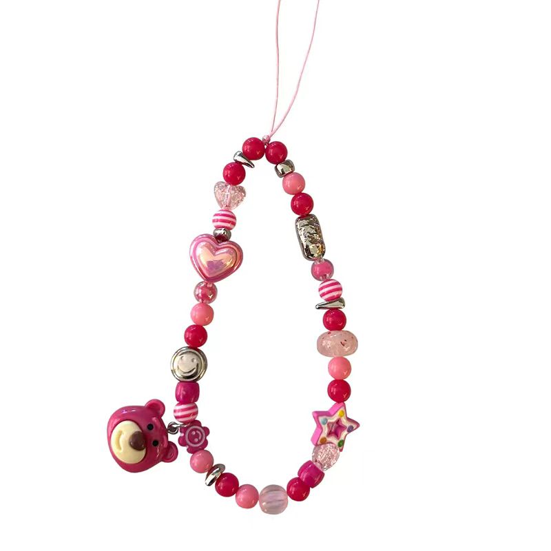 Beaded pendants, pink bear mobile phone pendants, acrylic beaded ...