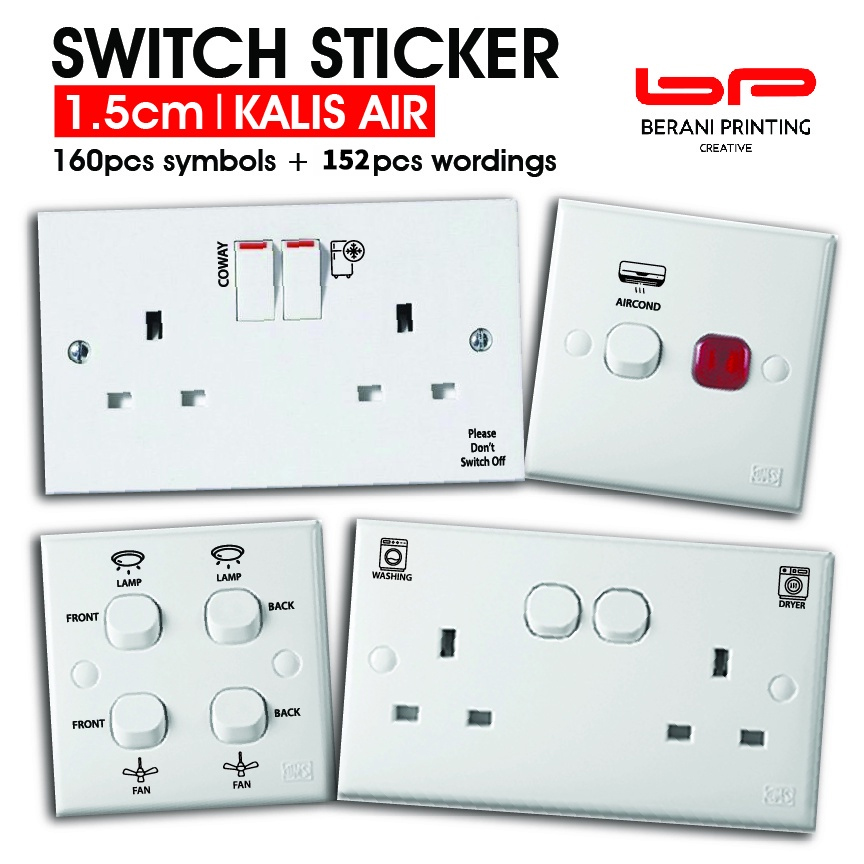 SWITCH STICKER SYMBOL & WORD STIKER SUIS LABEL STICKER SWITCH ICON PLUG ...