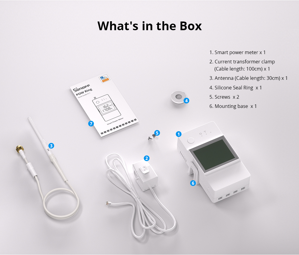 SONOFF POWCT 100A Max WiFi POW Ring Smart Power Meter Split CT Sensor ...