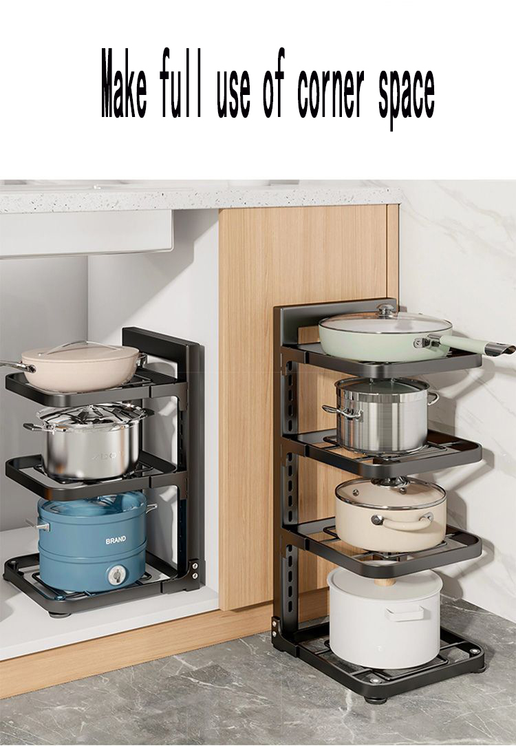 Upgrade Adjustable Pot Rack Pan Organizer Rak Bawah Sinki Stainless ...