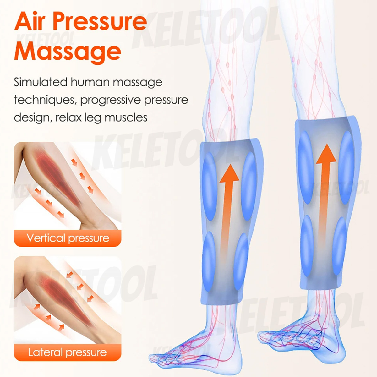 Air Pressure Calf Massager 按摩脚 3 Mode Foot Leg Muscle Relaxation ...