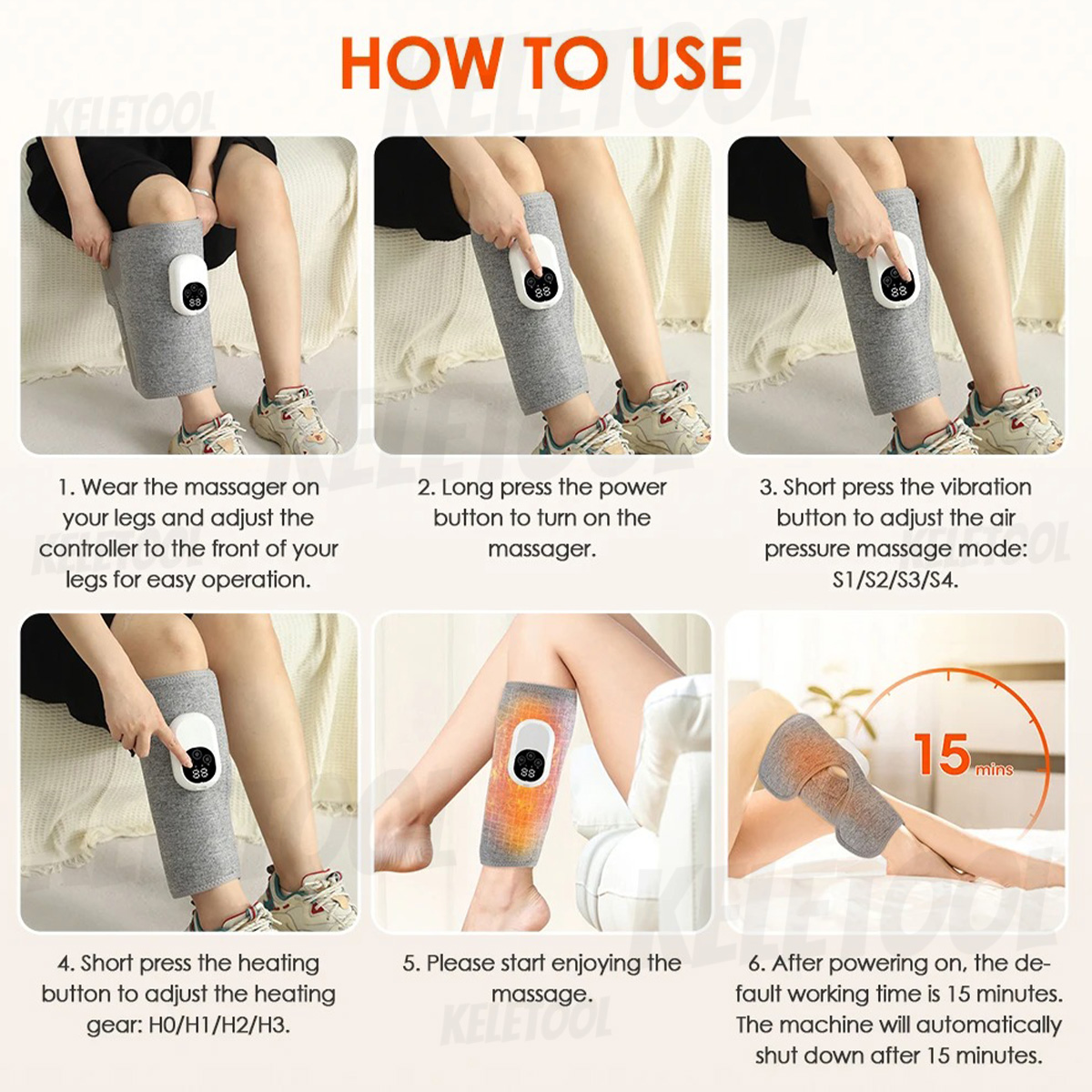 Air Pressure Calf Massager 按摩脚 3 Mode Foot Leg Muscle Relaxation ...