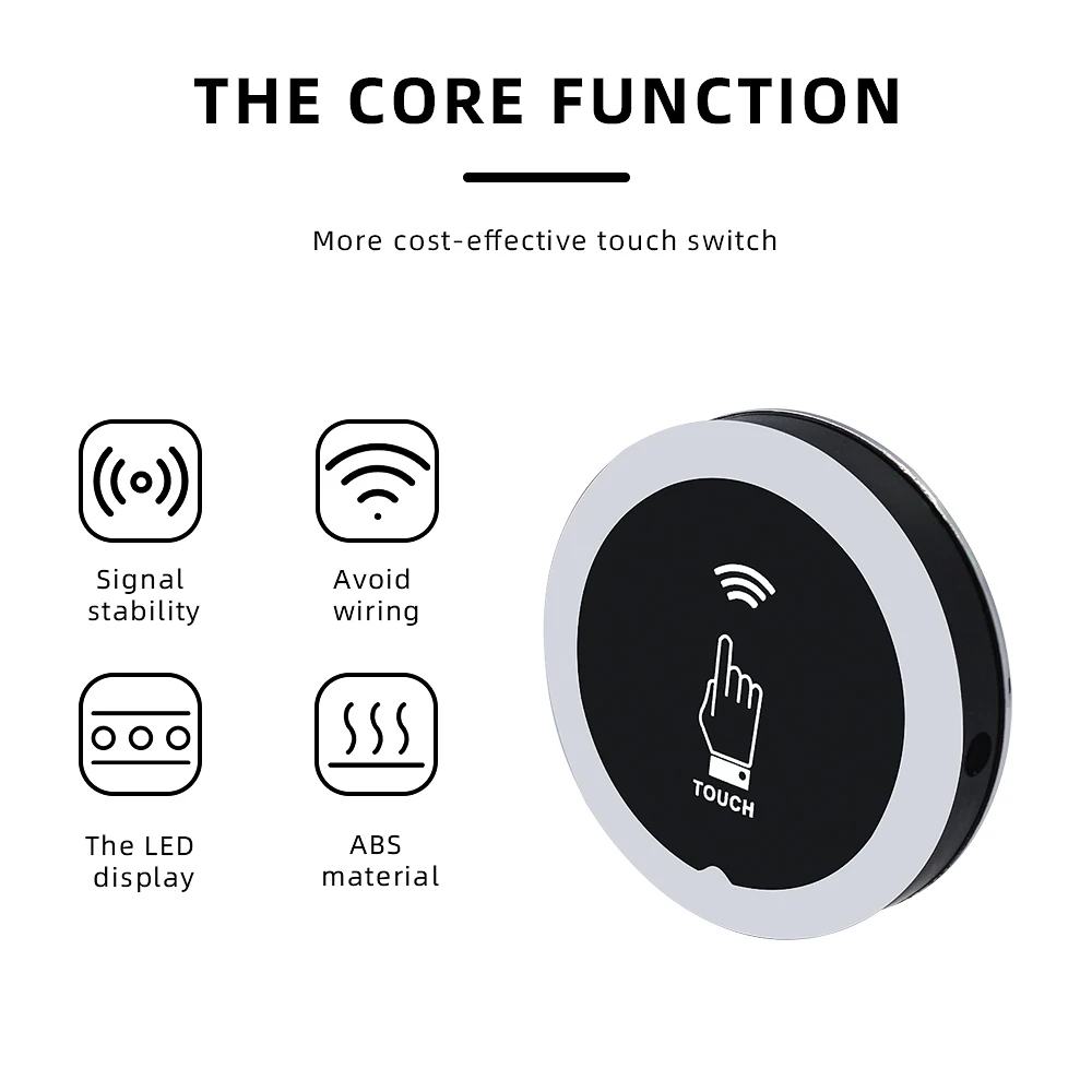 Wireless 2.4G Touch Exit Button Switch NO/NC/COM Auto Door System Exit Release Button For Access ...