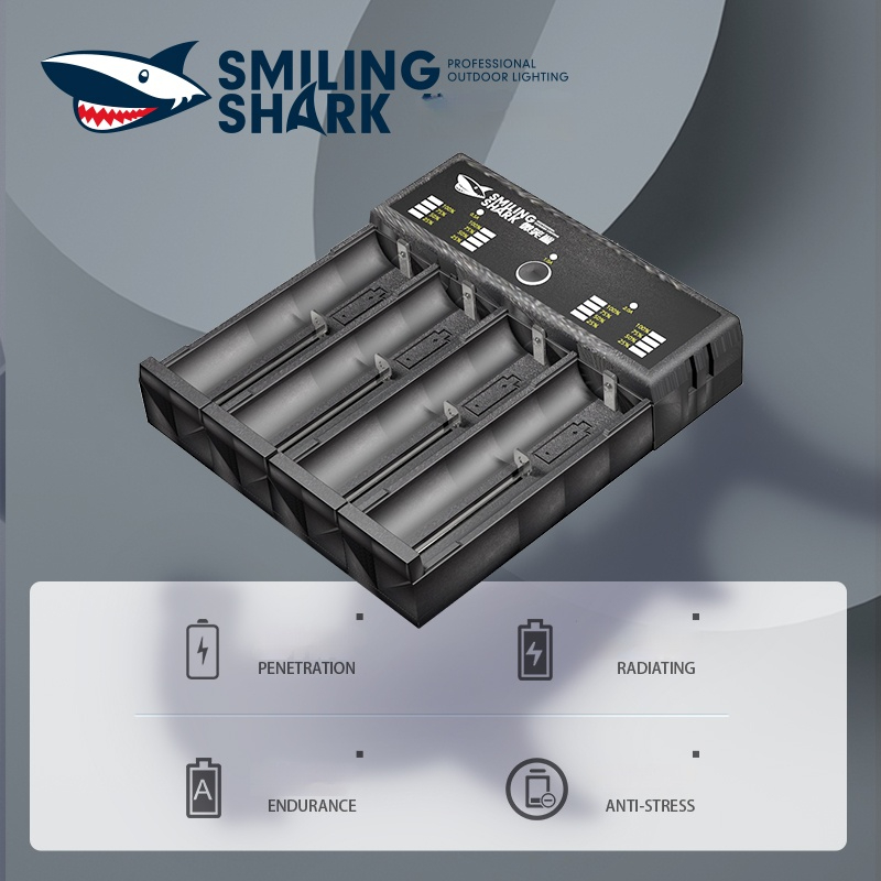 Smiling Shark Flashlight Battery Charger 18650 26650 14500 Universal ...