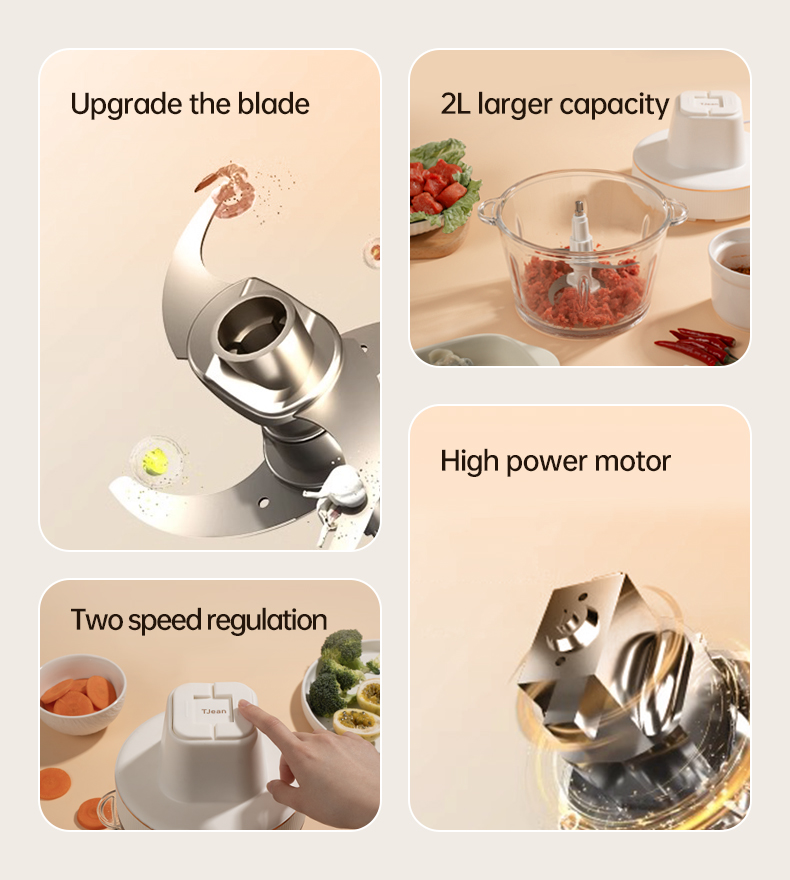 TJean Meat Grinder Stainless Steel Food Processor Chopper Blender (2L/300W) | Shopee Malaysia