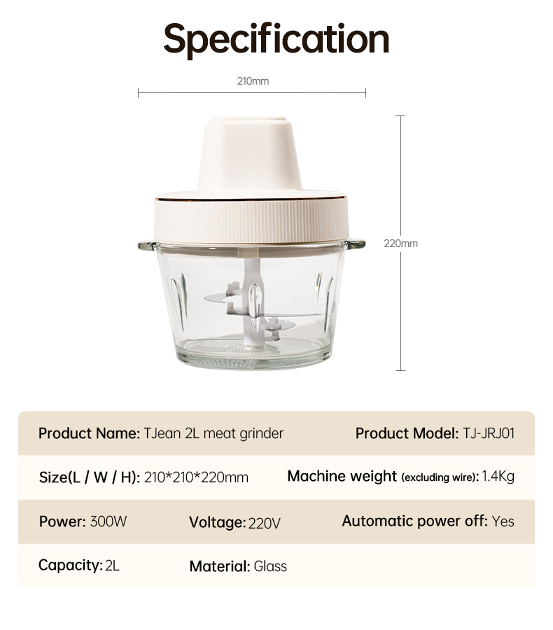 TJean Meat Grinder Stainless Steel Food Processor Chopper Blender (2L/300W) | Shopee Malaysia