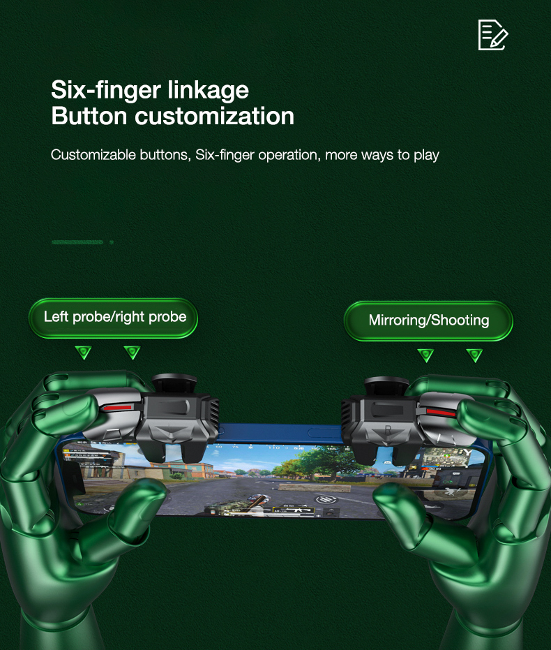 HG G21 Mobile Game 6 Finger Trigger for PUBG Gaming Controller Alloy ...