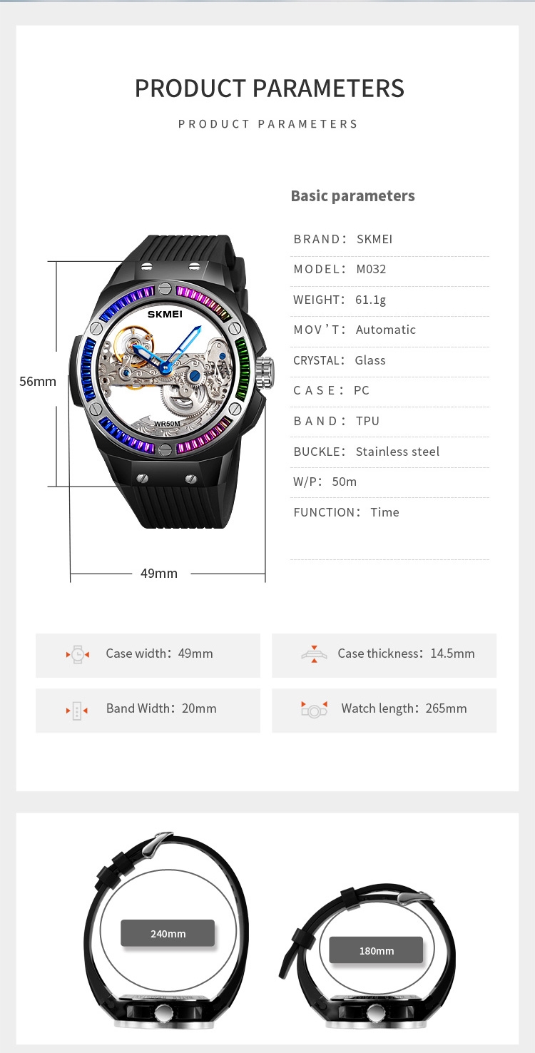 Skmei Creative Hollow Automatic Mechanical Watch Men's Sports ...