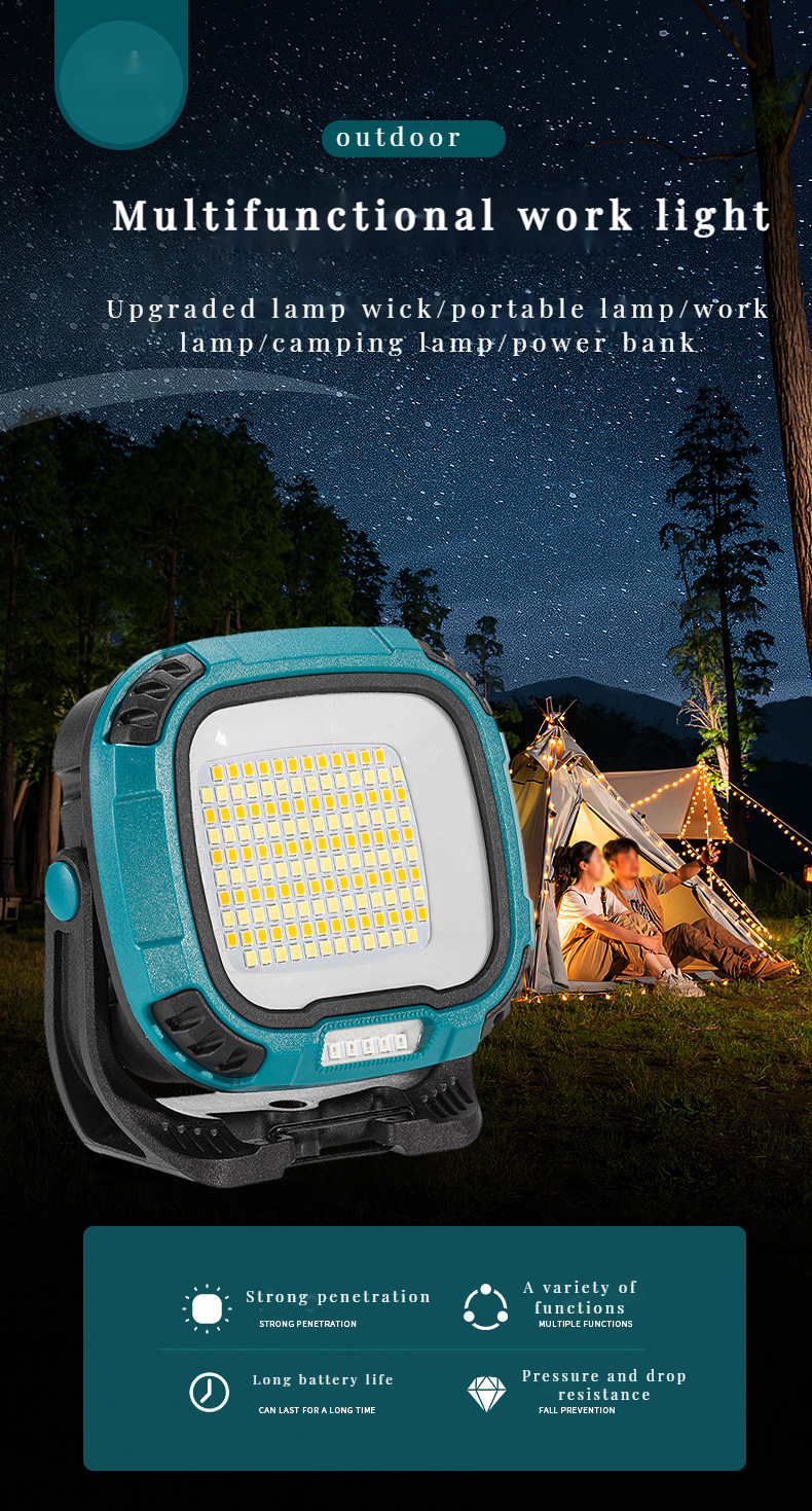 Multi functional new COB work light Type-C rechargeable outdoor ...